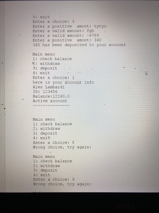 Solved CSC 15 Project #4 ATM machine: Create a program to | Chegg.com