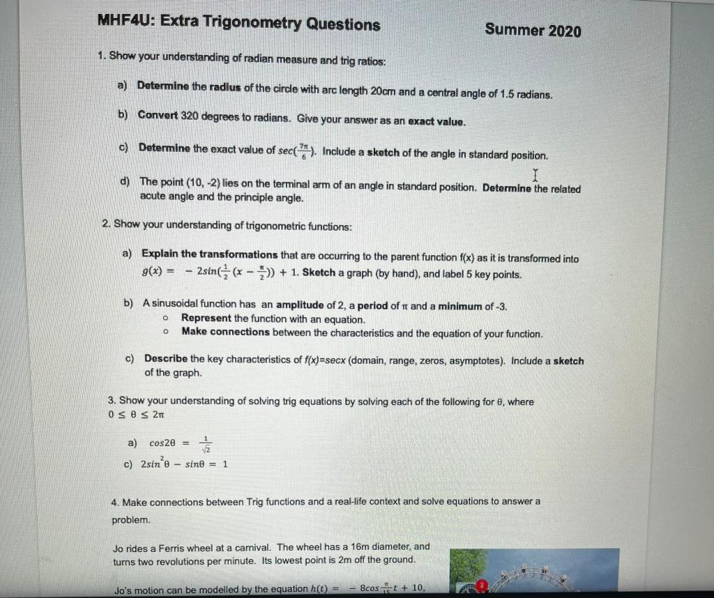 Solved Complete a Trig Summary Notes assignment and submit | Chegg.com