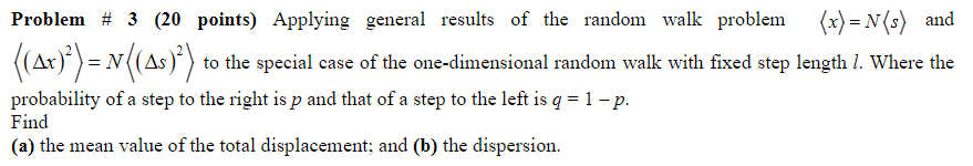 Solved Problem \# 3 (20 points) Applying general results of | Chegg.com