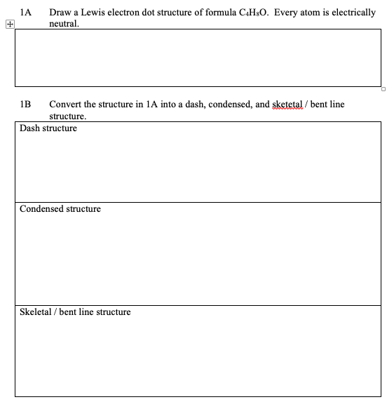 Solved 1A Draw a Lewis electron dot structure of formula | Chegg.com