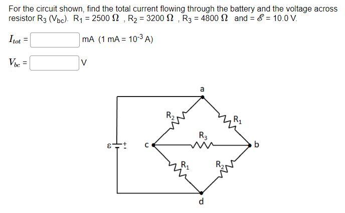 Solved For the circuit shown, find the total current flowing | Chegg.com