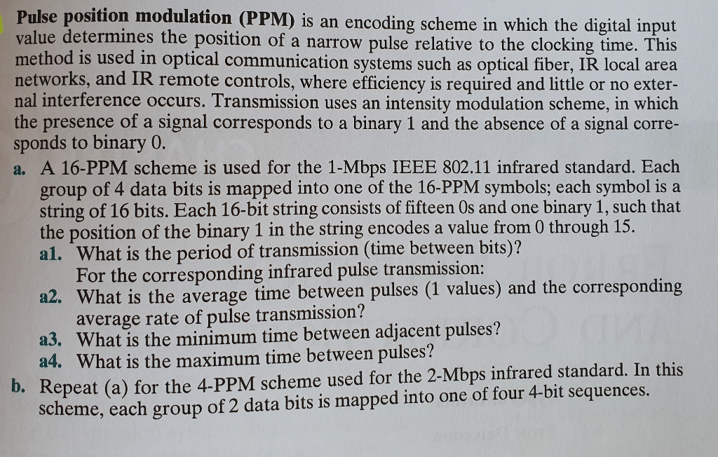 Solved Pulse position modulation (PPM) is an encoding scheme | Chegg.com