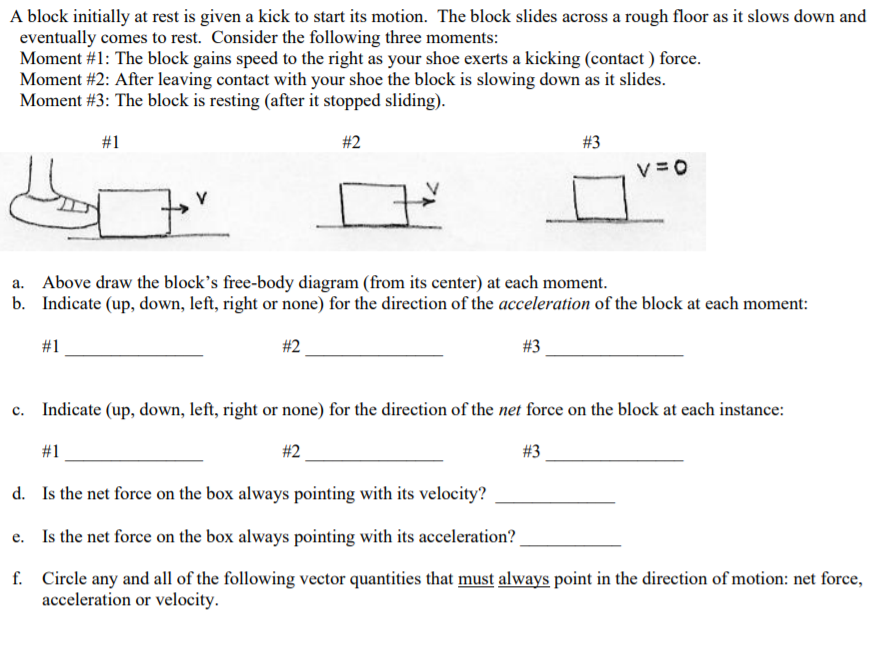 Solved A block initially at rest is given a kick to start | Chegg.com