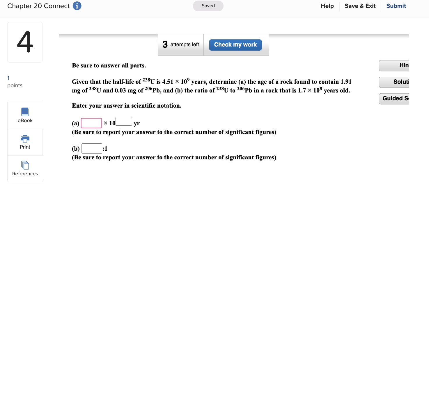 Solved Be sure to answer all parts. Given that the half-life | Chegg.com
