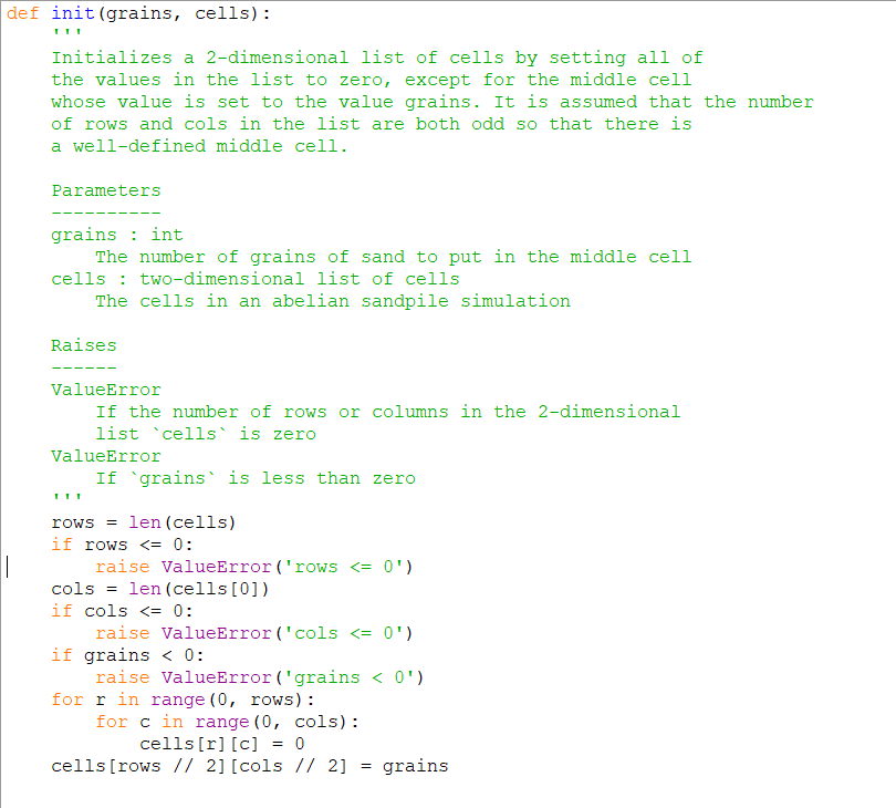 Solved def init(grains, cells): Initializes a 2-dimensional | Chegg.com