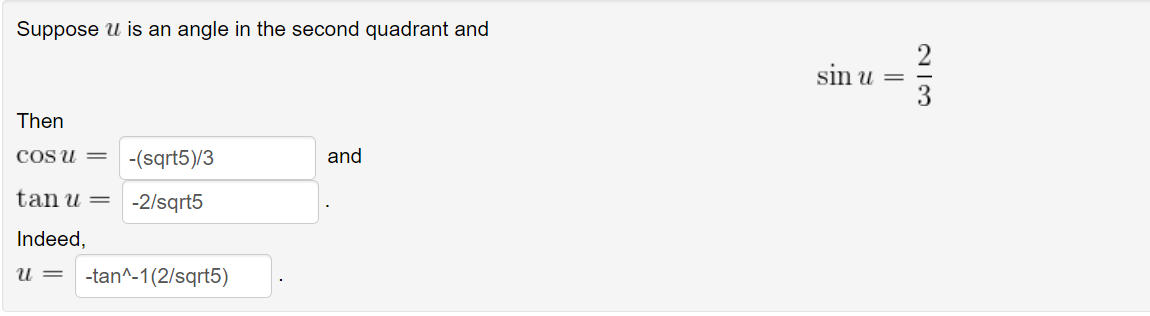 Solved Suppose u ﻿is an angle in the second quadrant and | Chegg.com