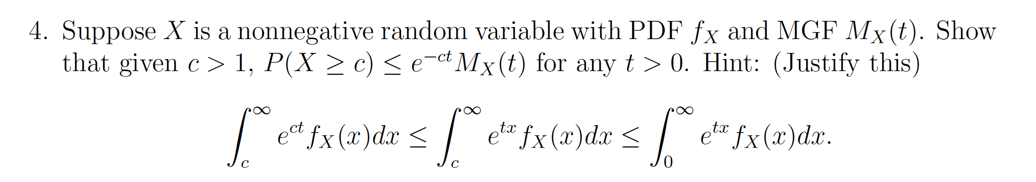 Solved 4 Suppose X Is A Nonnegative Random Variable With