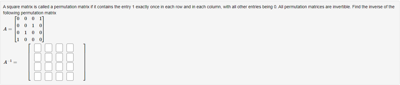 Solved following permutation matrix | Chegg.com