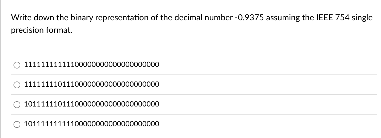 Solved Write down the binary representation of the decimal | Chegg.com