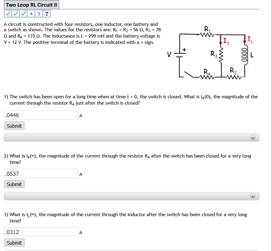 Solved Two Loop RL Circuit II 777 4 5 ? A circuit is | Chegg.com