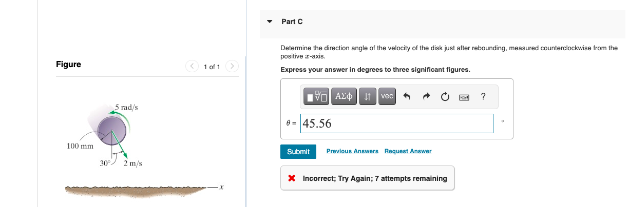 Solved The 2-kg disk is thrown down onto the rough surface | Chegg.com