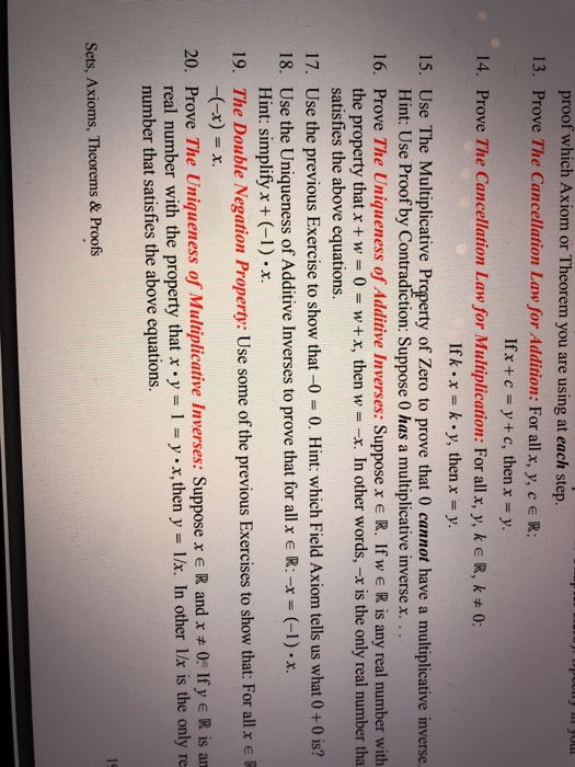 Solved proof which Axiom or Theorem you are using at each | Chegg.com