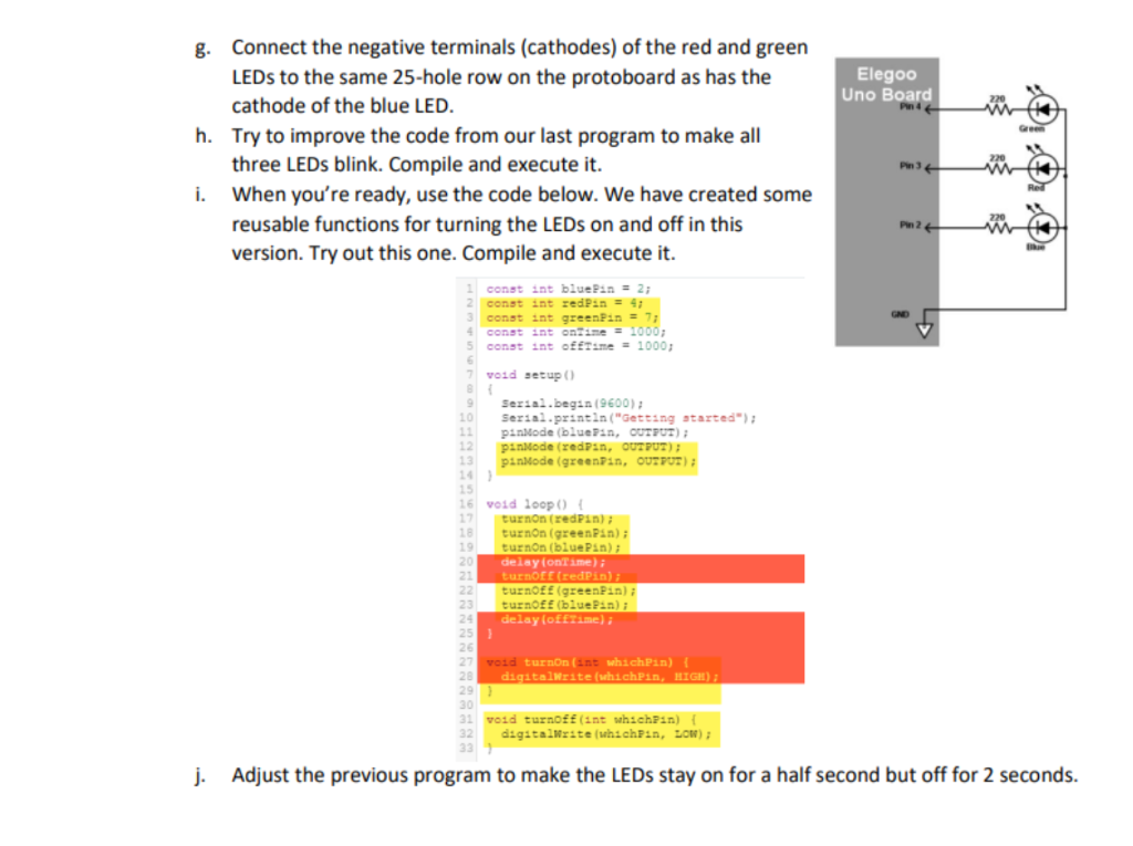 1. Execute program to blink one LED. We're going to | Chegg.com