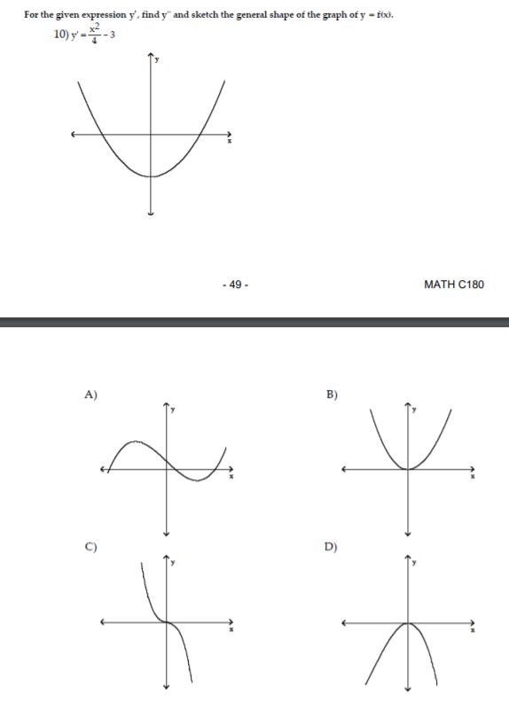 Solved For the given expression y,find y" and sketch the | Chegg.com