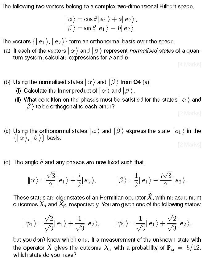 Solved The following two vectors belong to a complex | Chegg.com