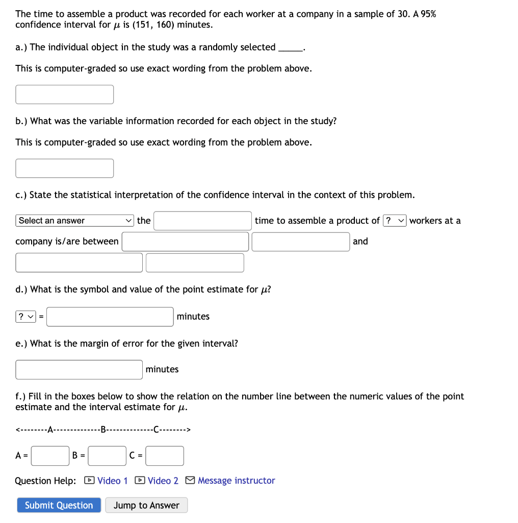Solved The time to assemble a product was recorded for each | Chegg.com