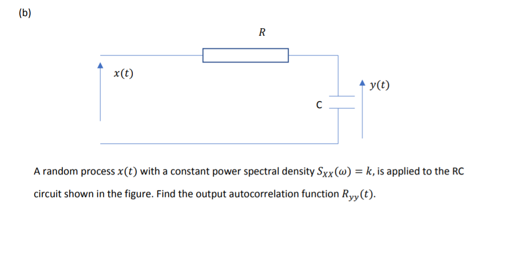 Solved (b) R x(t) y(t) С A random process x(t) with a | Chegg.com