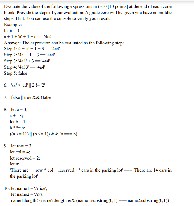 Solved Evaluate the value of the following expressions in | Chegg.com