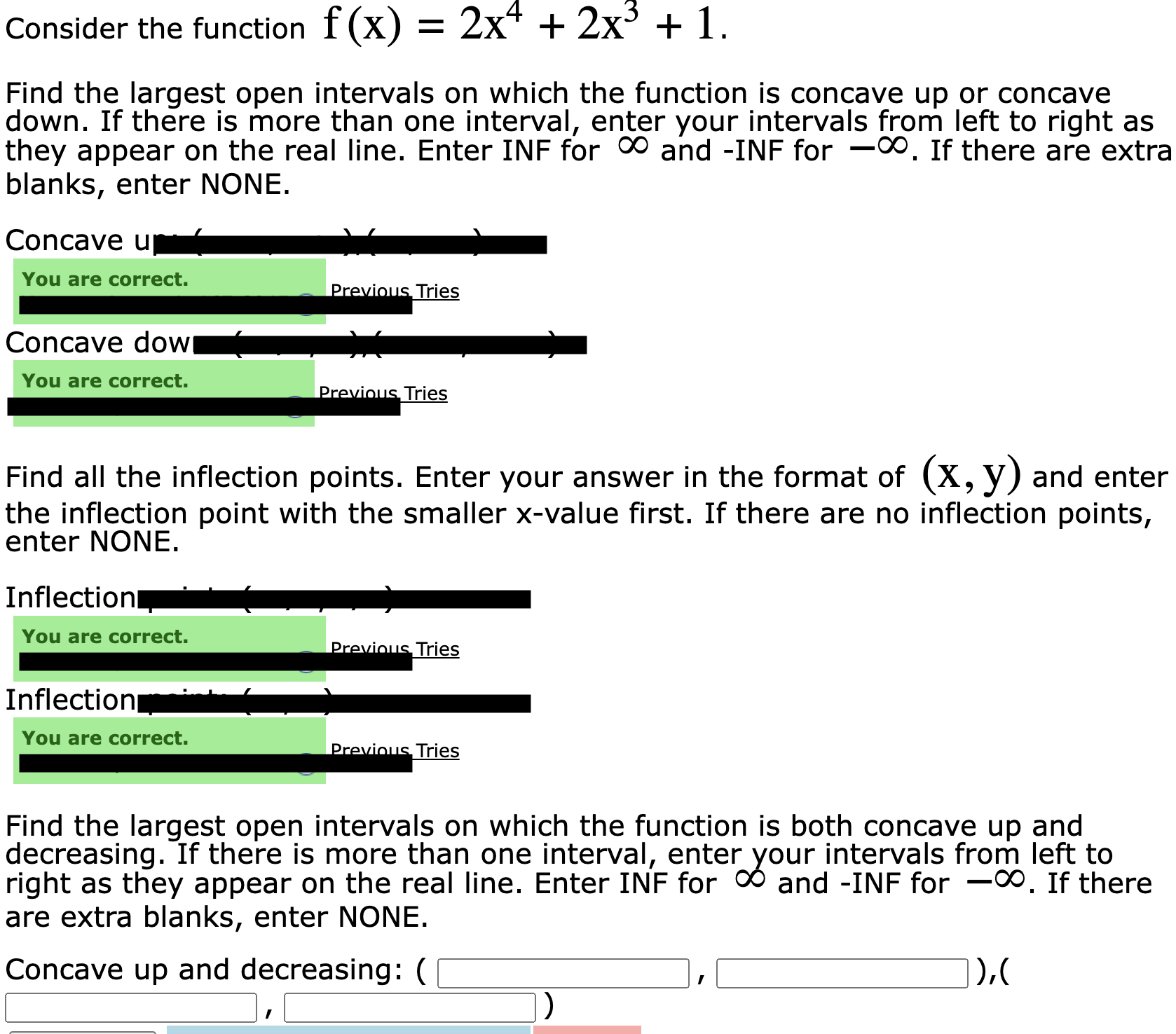 Solved Consider the function f(x)=2x4+2x3+1. Find the | Chegg.com
