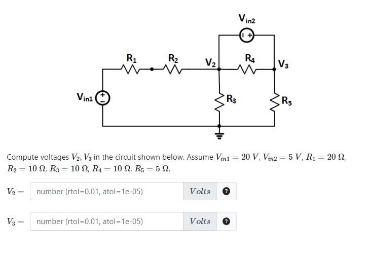 Solved Compute voltages V2,V3 in the circuit shown below. | Chegg.com