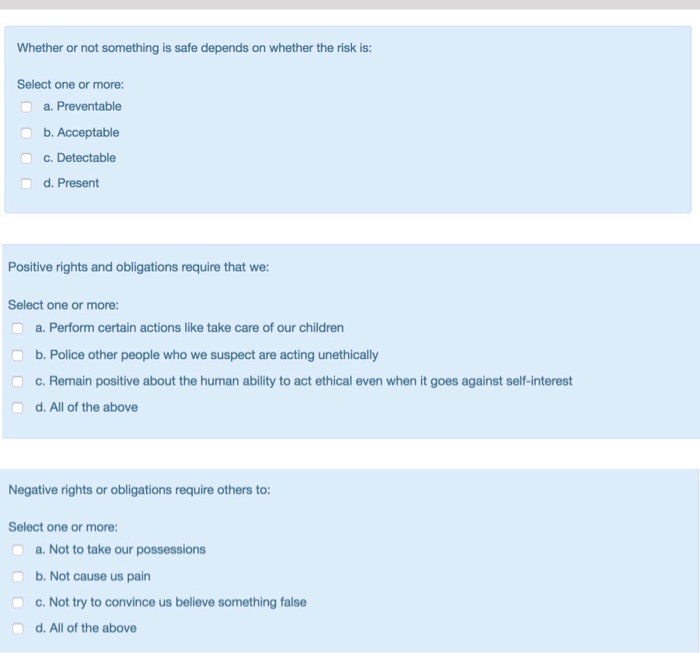 Solved Whether or not something is safe depends on whether | Chegg.com