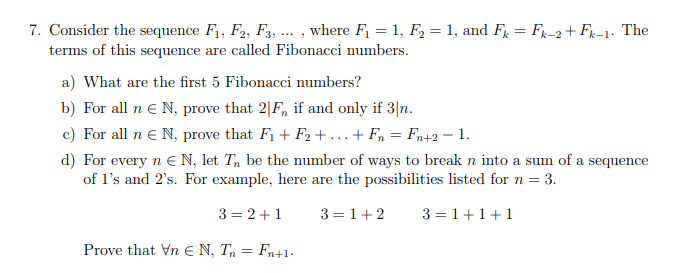7. Consider the sequence F1, F2, F3, ... , where F1 = | Chegg.com