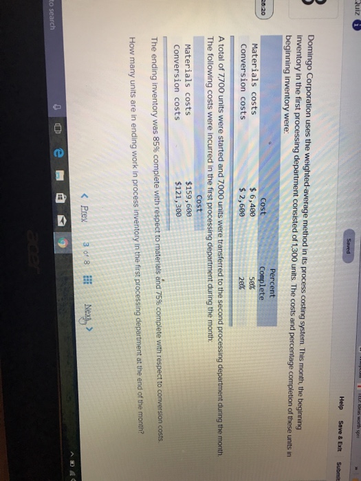 Solved Help Save & Exit Submit Domingo Corporation uses the | Chegg.com