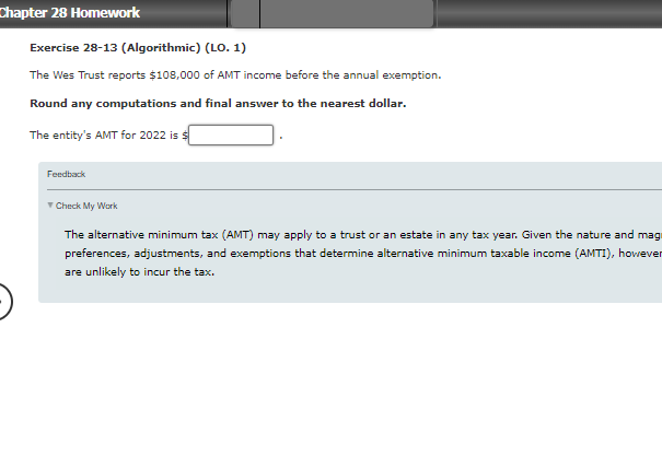 Solved Exercise 28-13 (Algorithmic) (LO. 1) The Wes Trust | Chegg.com