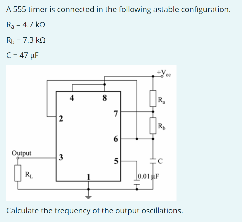 Solved A 555 timer is connected in the following astable | Chegg.com