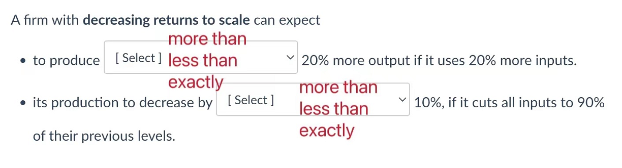 Solved A firm with decreasing returns to scale can expect | Chegg.com