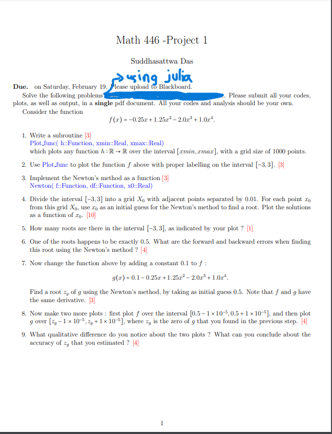 Solved Solve the following problems in the Julia | Chegg.com