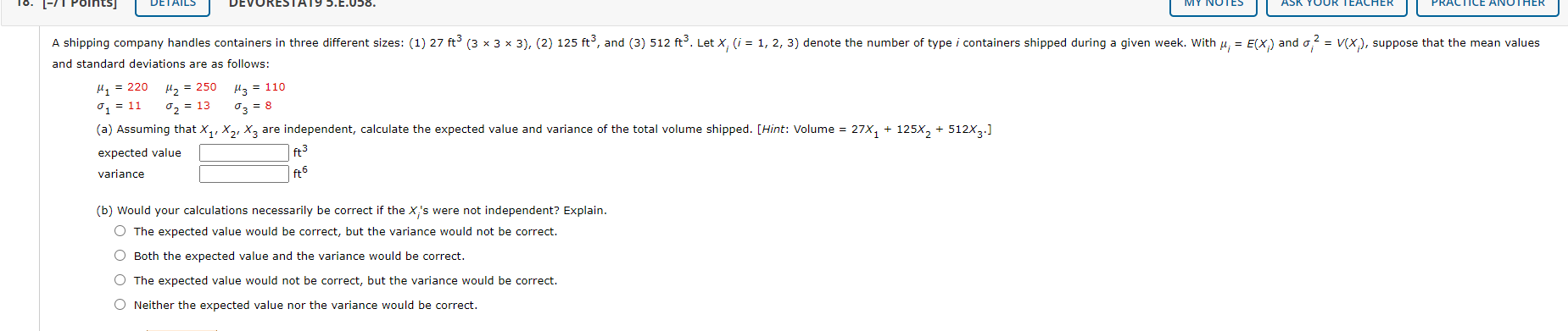 Solved DETAILS PRACTICE ANOTHER A shipping company handles | Chegg.com