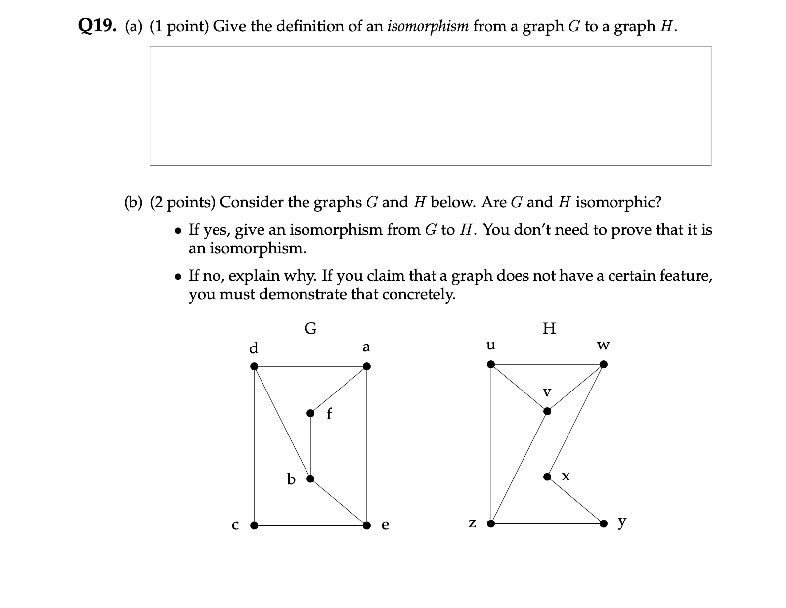 Solved Q19. (a) (1 point) Give the definition of an | Chegg.com