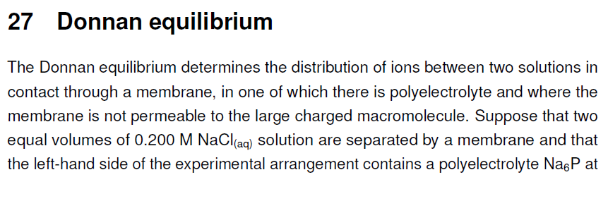 27 Donnan equilibrium The Donnan equilibrium | Chegg.com