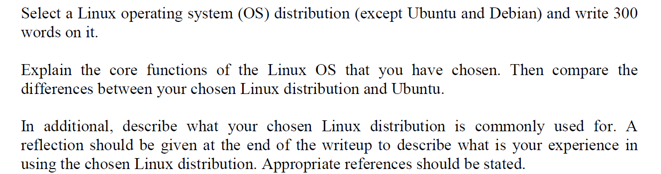 Solved Select a Linux operating system (OS) distribution | Chegg.com