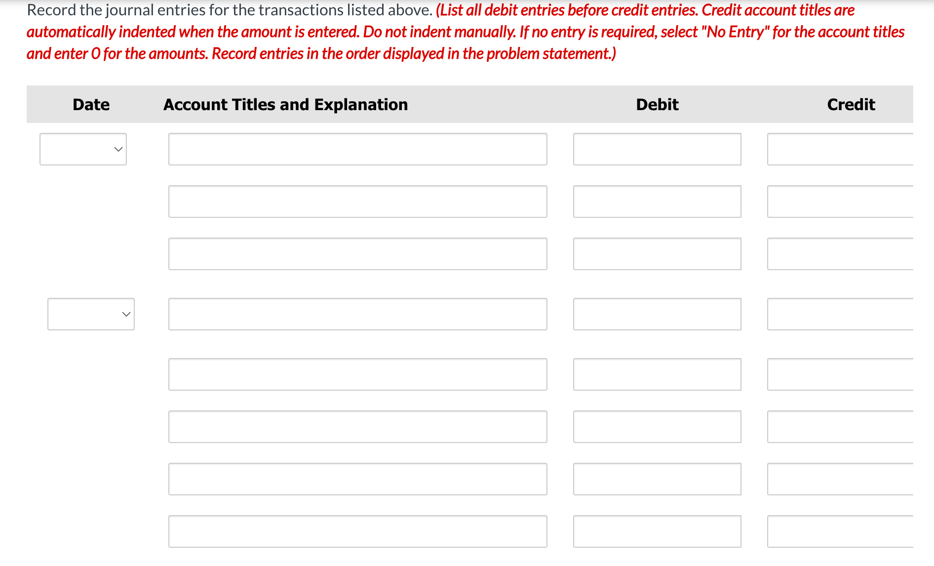 Solved Record the journal entries for the transactions | Chegg.com