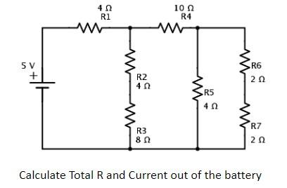 Solved Calculate Total R and Current out of the battery | Chegg.com