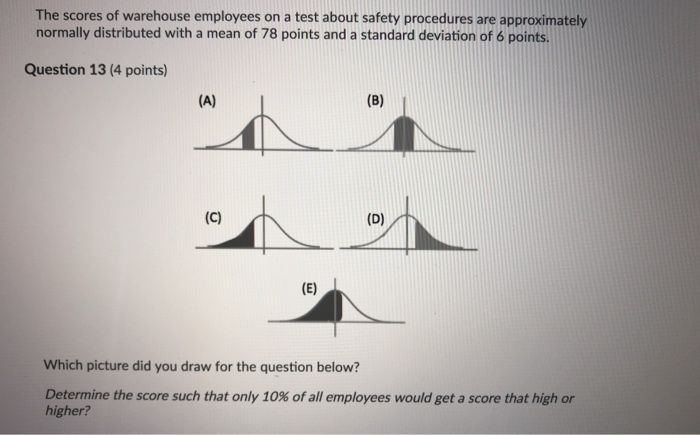 Solved The scores of warehouse employees on a test about | Chegg.com