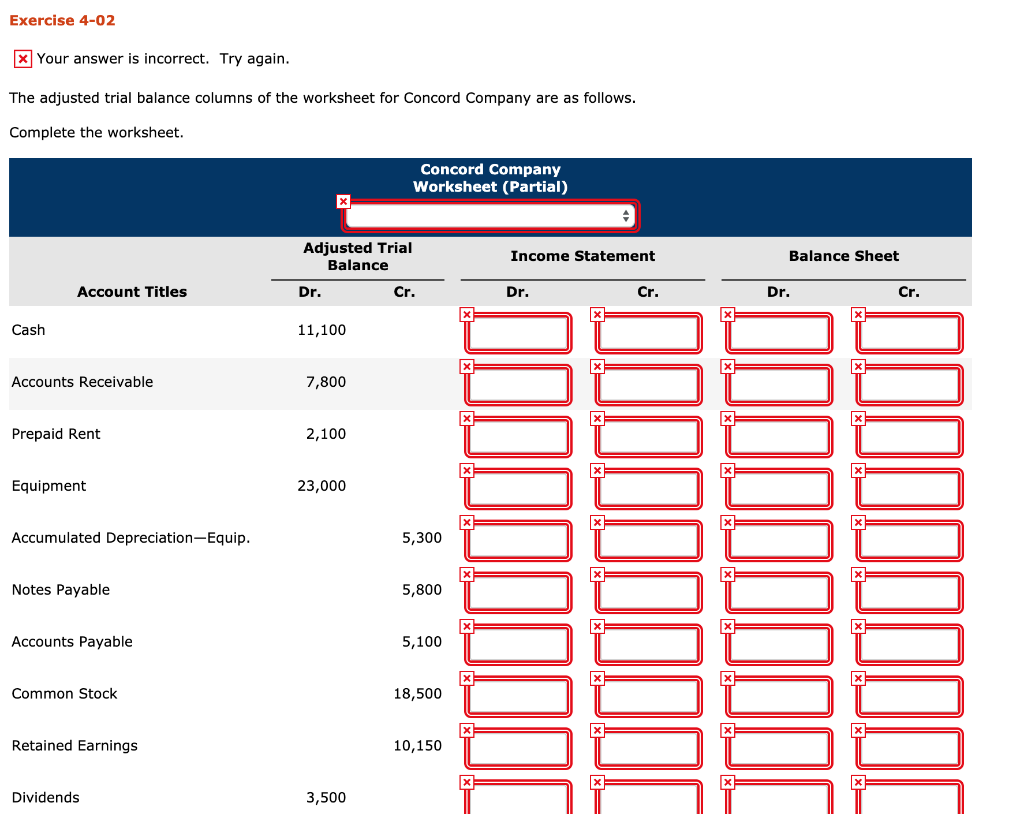 Solved Exercise 4-02 x Your answer is incorrect. Try again. | Chegg.com