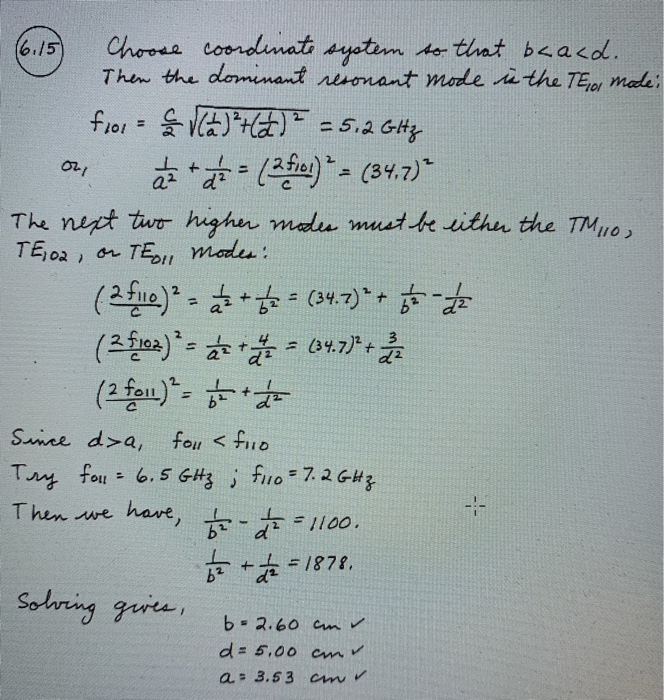 6.15 An air-filled rectangular cavity resonator has | Chegg.com