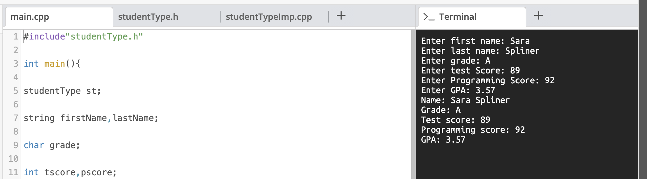 Solved Instructions Chapter 9 defined the struct studentType | Chegg.com