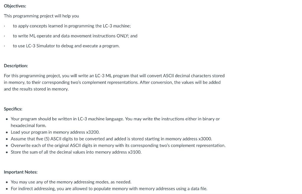 Solved Objectives: This programming project will help you to | Chegg.com