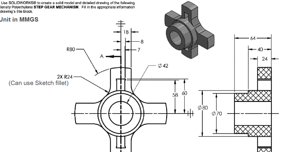 Solved Use SOLIDWORKS to create a solid model and detailed | Chegg.com