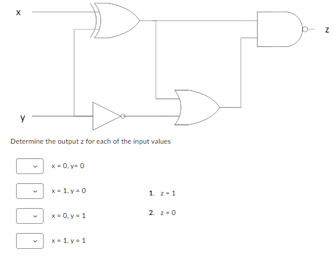 Solved Determine the output z ﻿for each of the input | Chegg.com