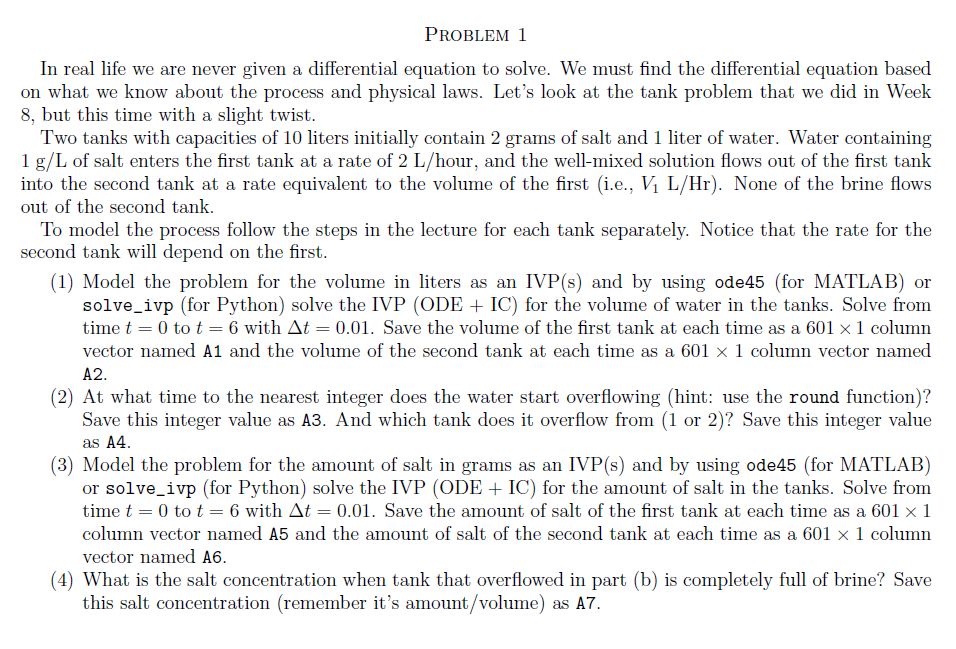 Solved Use MATLAP to solve the following problem. First | Chegg.com