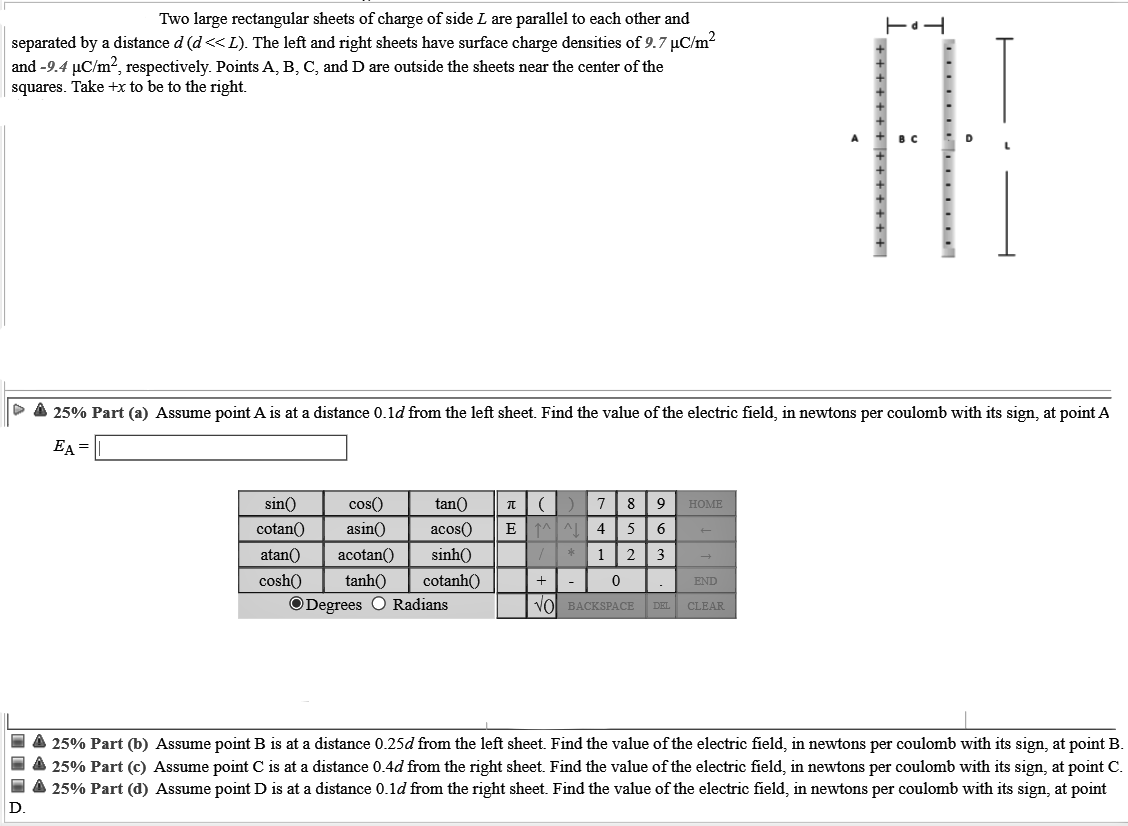 Solved: Two Large Rectangular Sheets Of Charge Of Side L A... | Chegg.com
