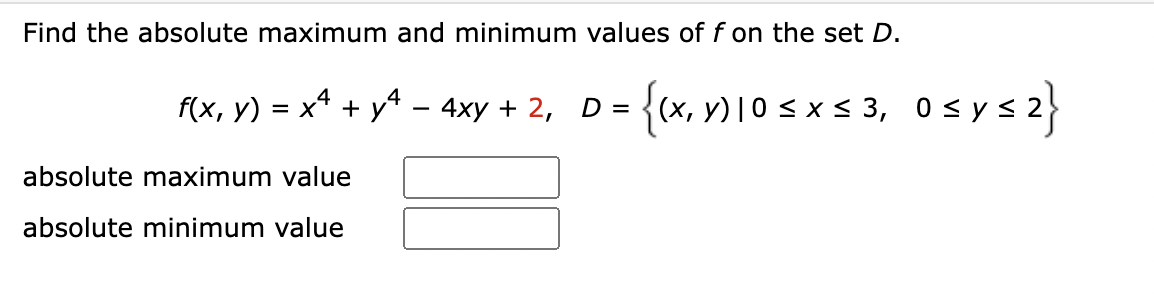 Solved Find the absolute maximum and minimum values of f on | Chegg.com