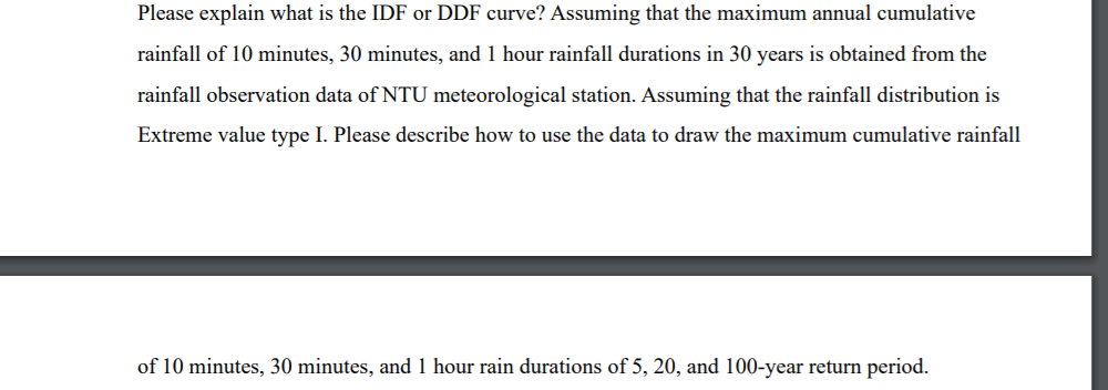 Solved Please explain what is the IDF or DDF curve? Assuming | Chegg.com