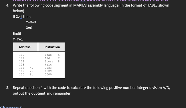 Solved 4. Write the following code segment in MARIE's | Chegg.com
