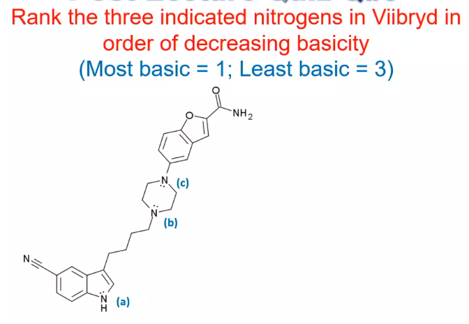 Solved Rank the three indicated nitrogens in Viibryd in | Chegg.com
